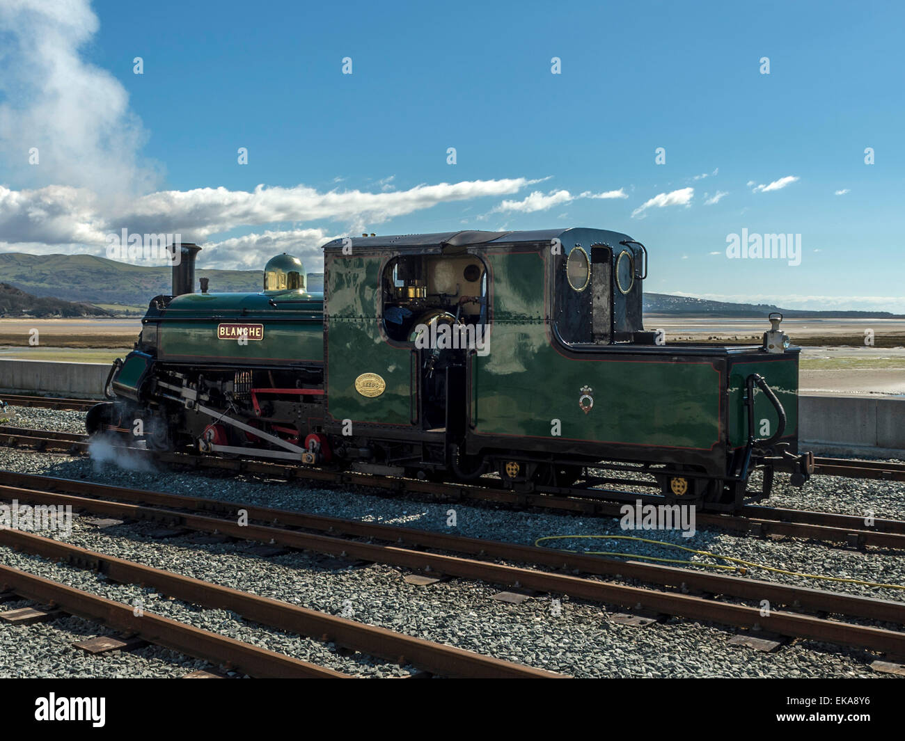 Blanche, a saddle-tank tender engine, lets off steam at Porthmadog ...