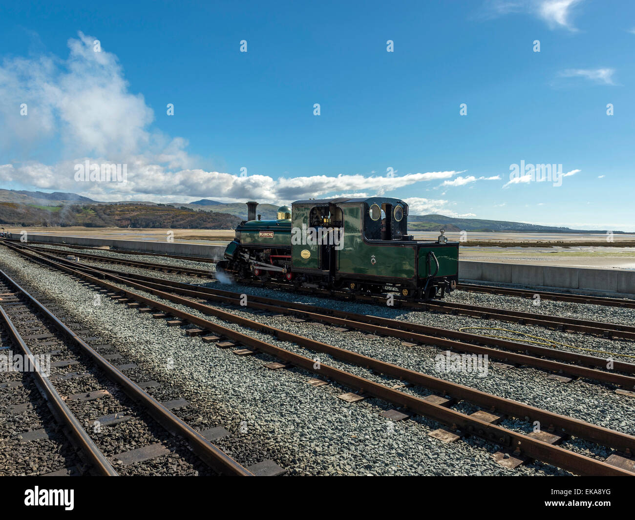 Blanche, a saddle-tank tender engine, lets off steam at Porthmadog ...