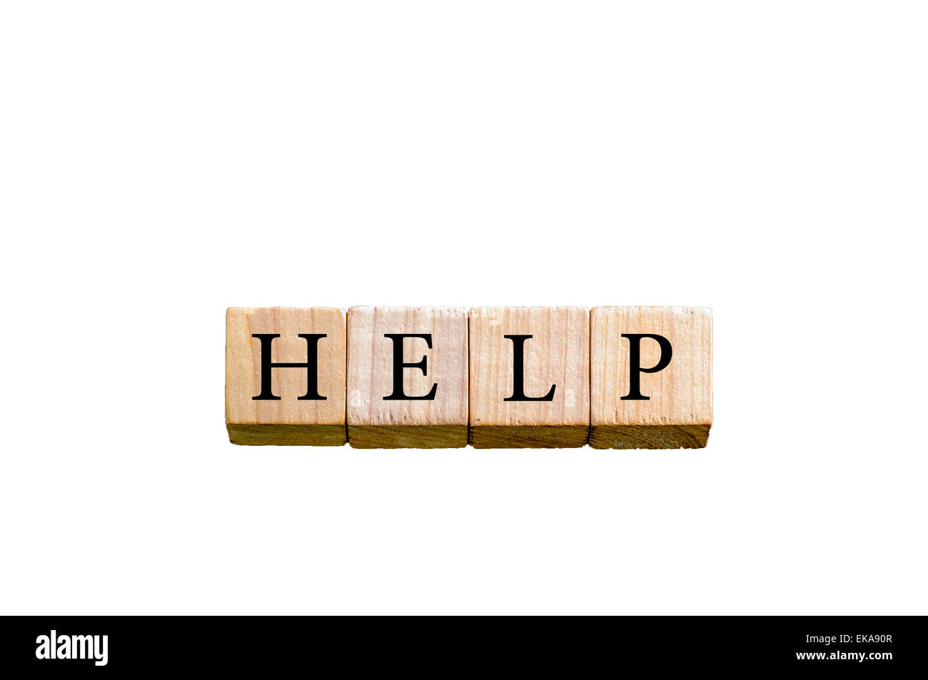 Word HELP. Wooden small cubes with letters isolated on white background ...