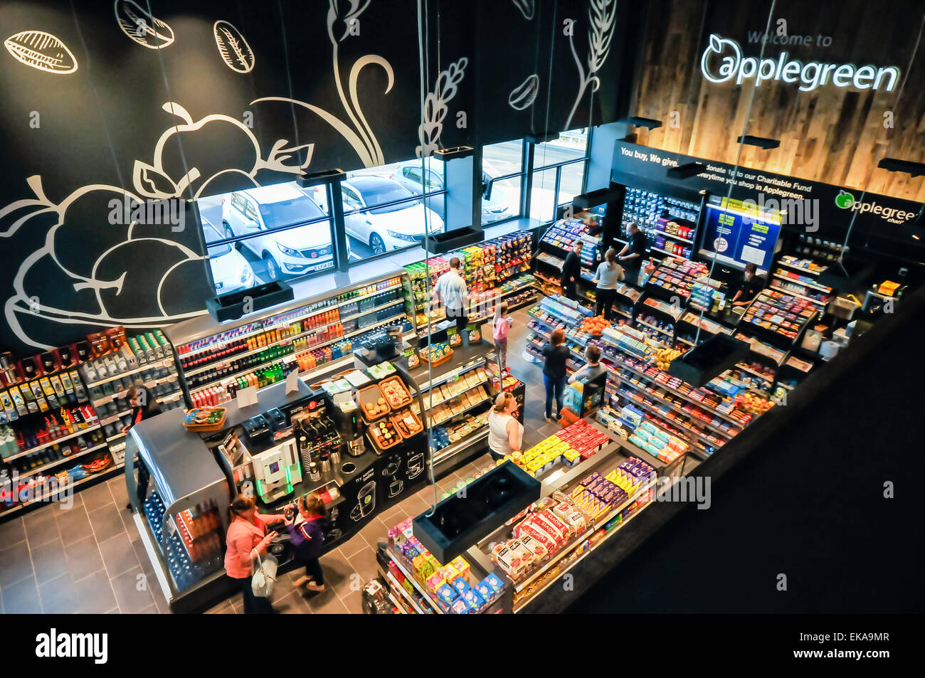 Customers in the shop of an Applegreen motorway service station Stock ...