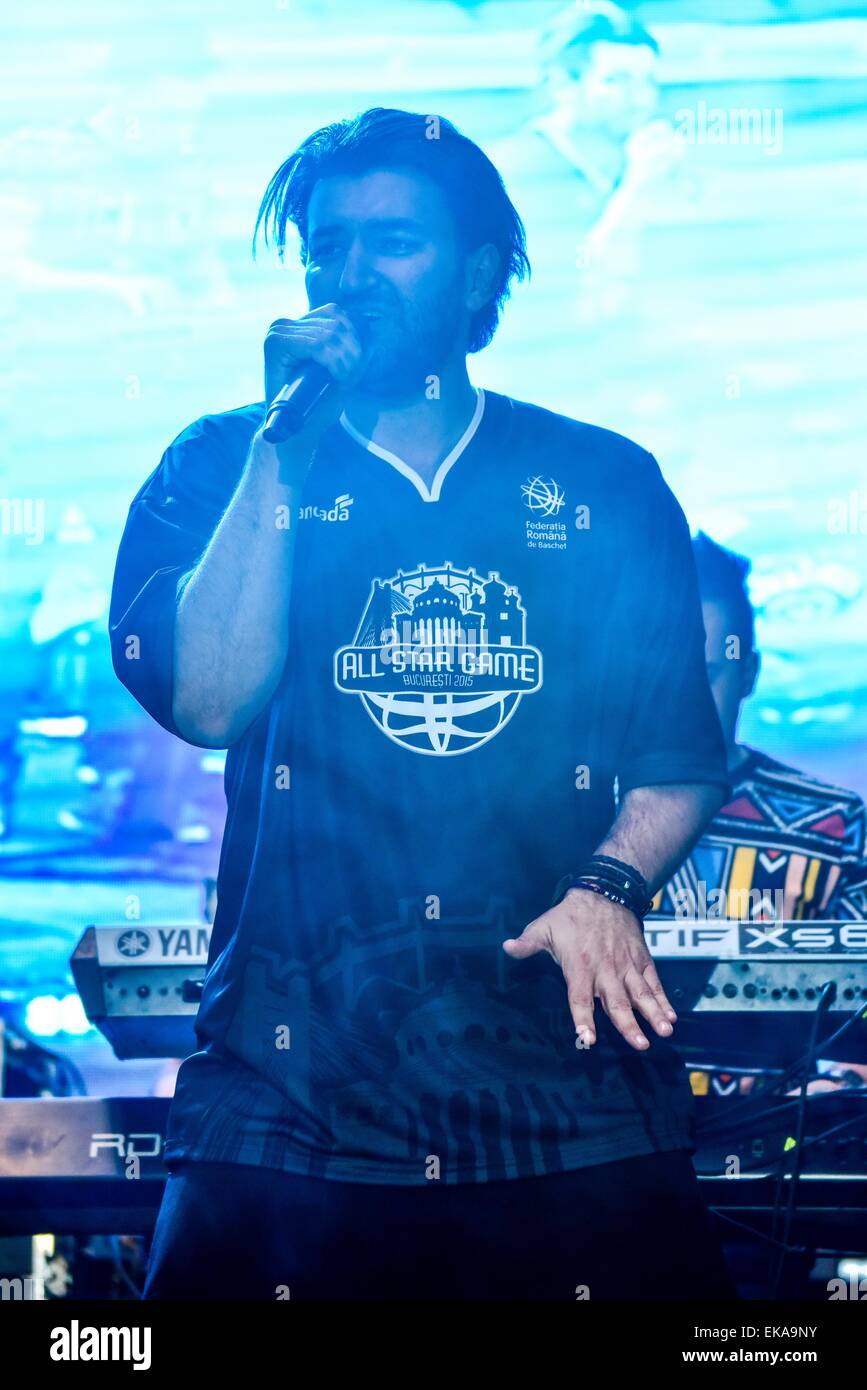April 5, 2015: The romanian singer Smiley singing during the All Star ...