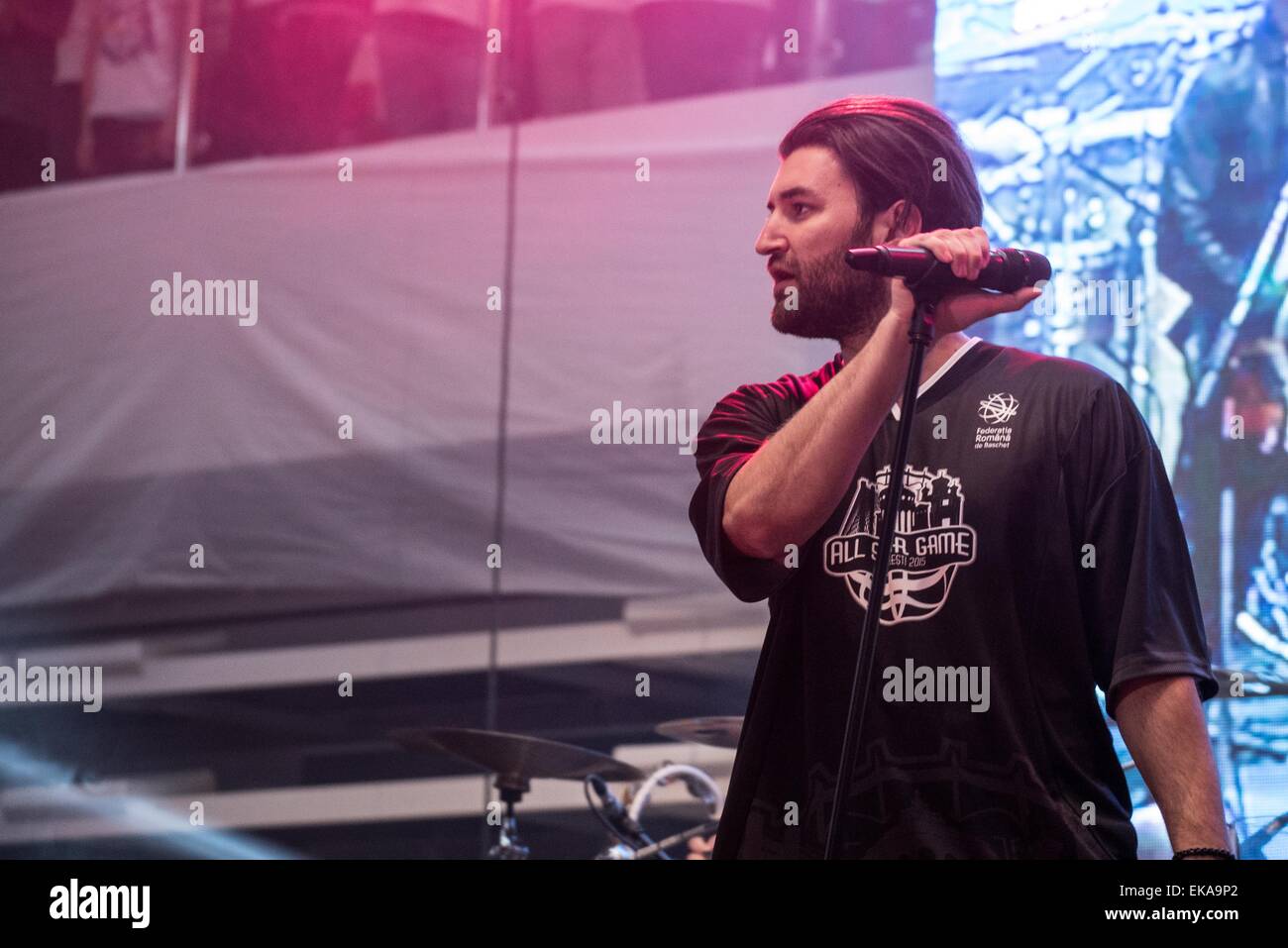 April 5, 2015: The romanian singer Smiley singing during the All Star ...