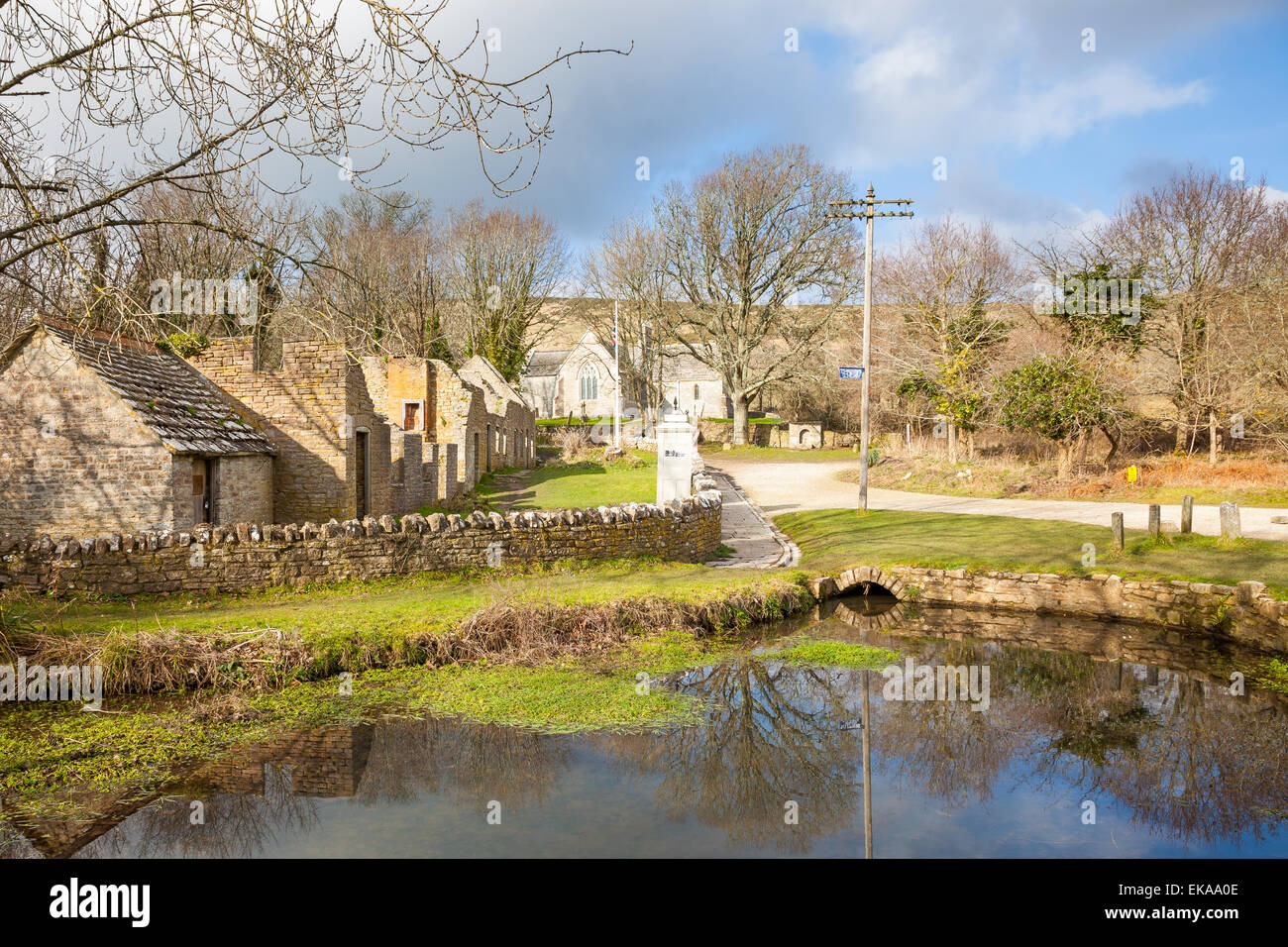 Tyneham a ghost village in South Dorset, England,on the Isle of Purbeck ...