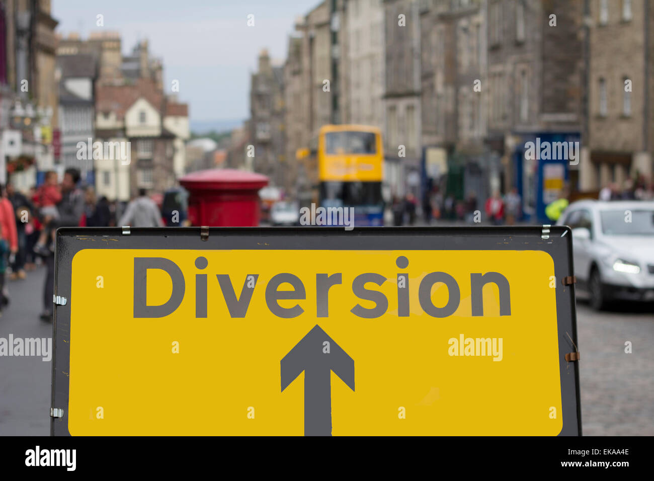 Diversion traffic sign Stock Photo - Alamy