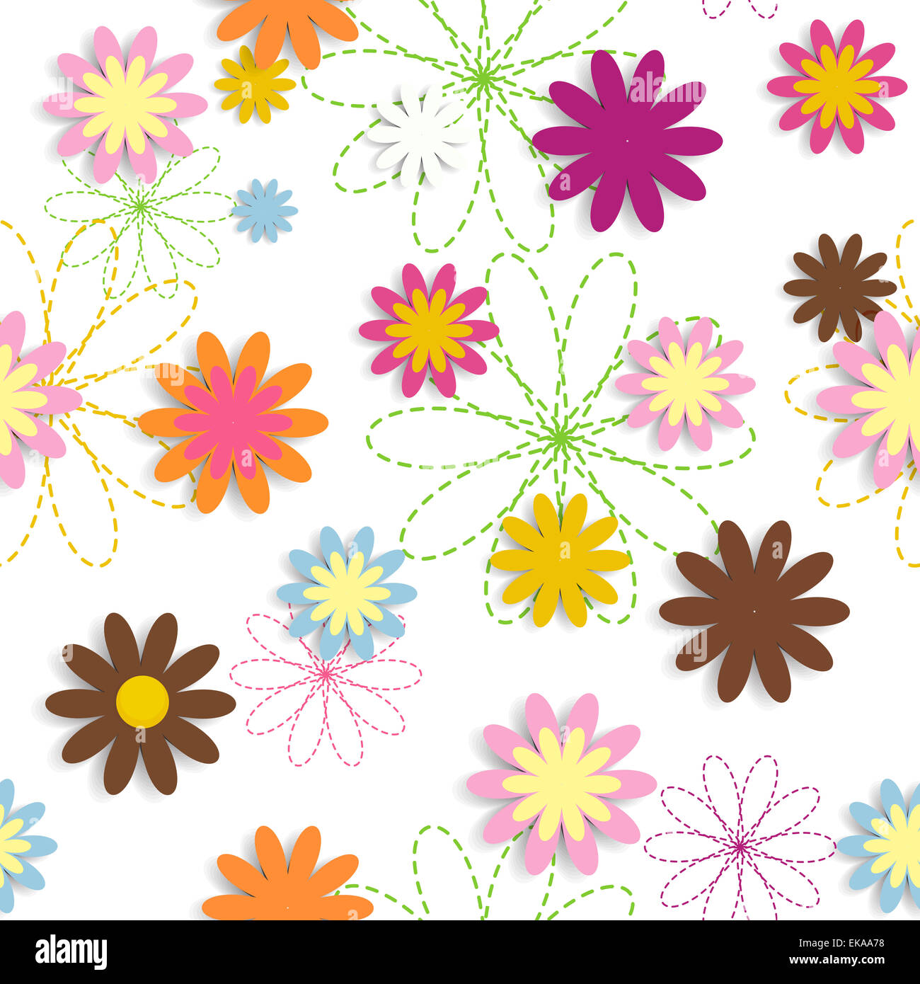 Flora Flower Seamless Pattern Design Vector Illustartion Stock Photo ...