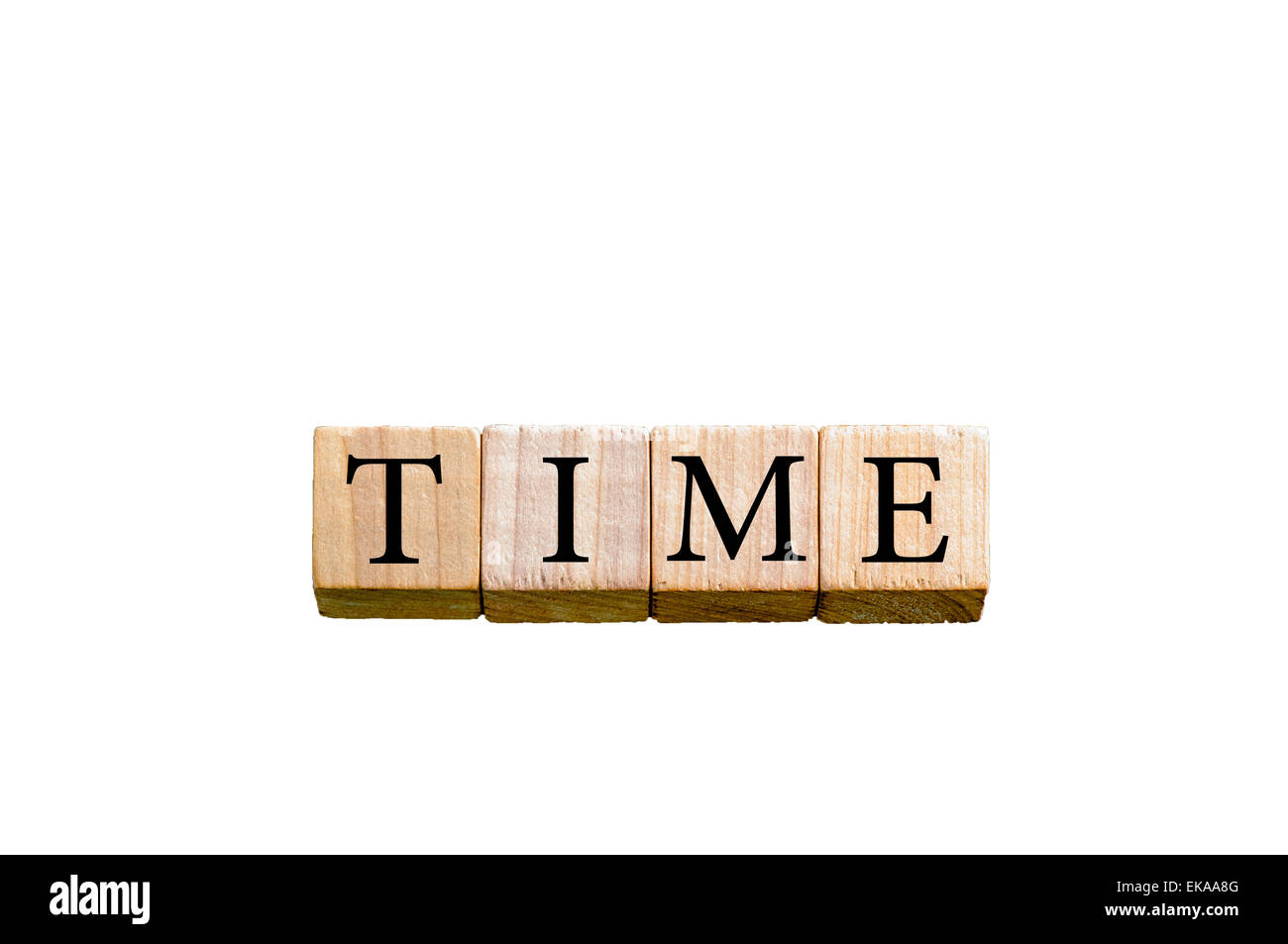 Word TIME. Wooden small cubes with letters isolated on white background ...