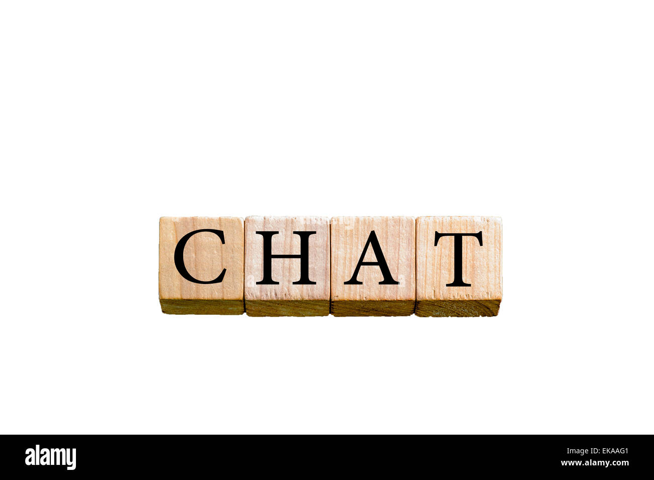 Word CHAT. Wooden small cubes with letters isolated on white background ...