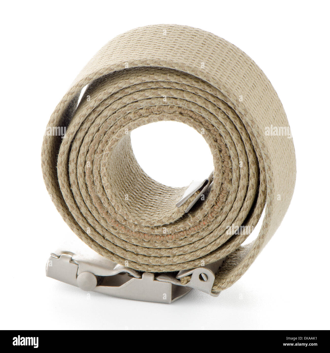 Beige belt on white background Stock Photo - Alamy
