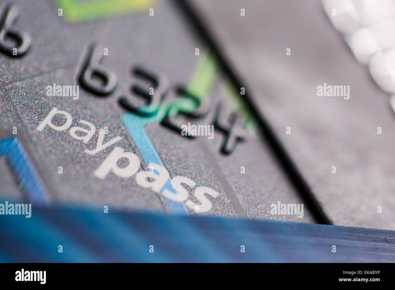 Illustrative editorial photo of credit cards with touch free paypass ...