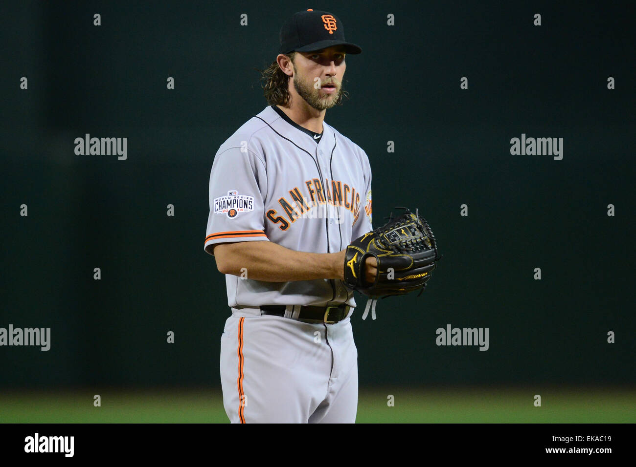 Apr 6, 2015; Phoenix, AZ, USA; San Francisco Giants starting pitcher ...