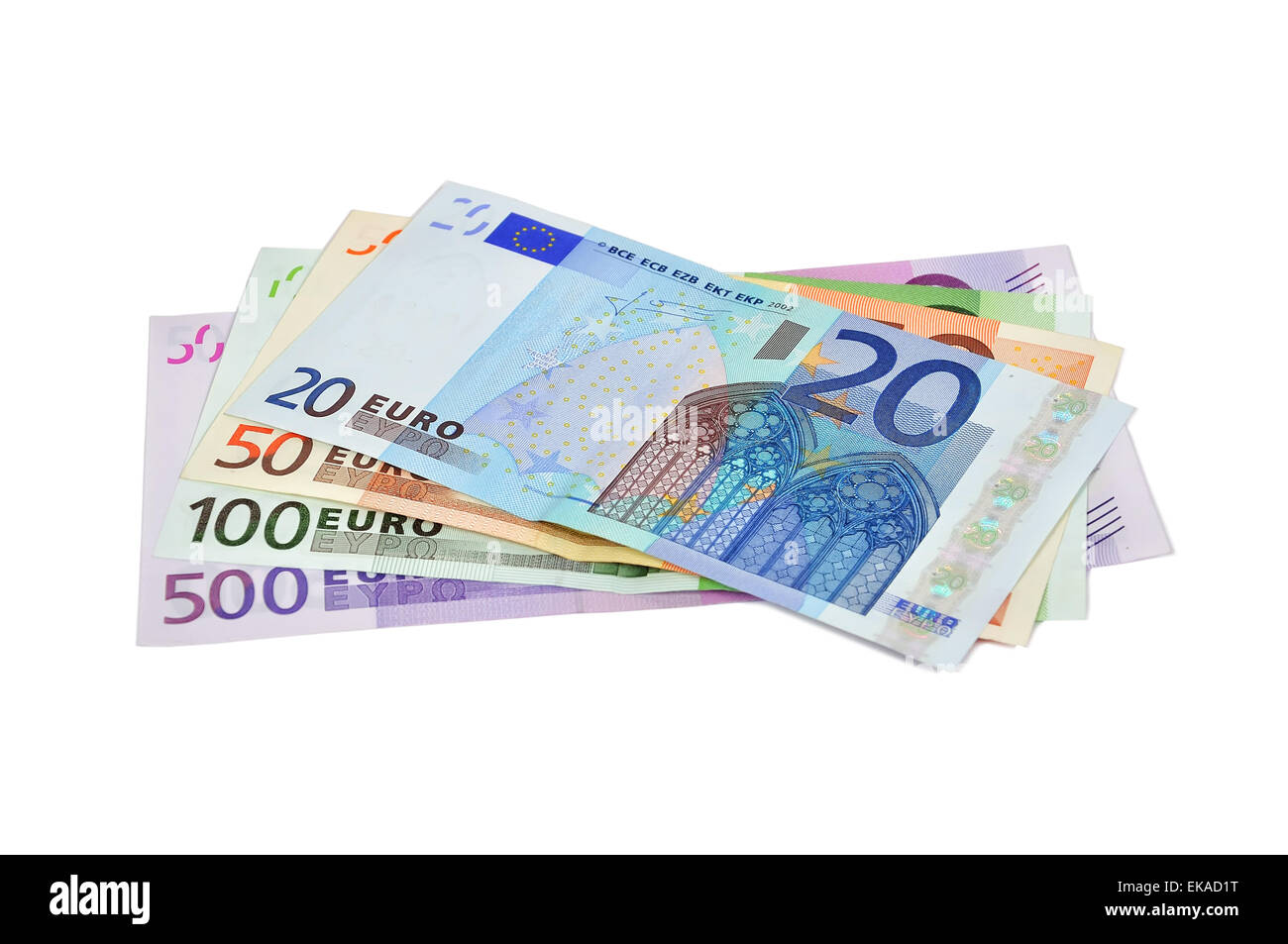 Euro money isolated on a white background Stock Photo - Alamy
