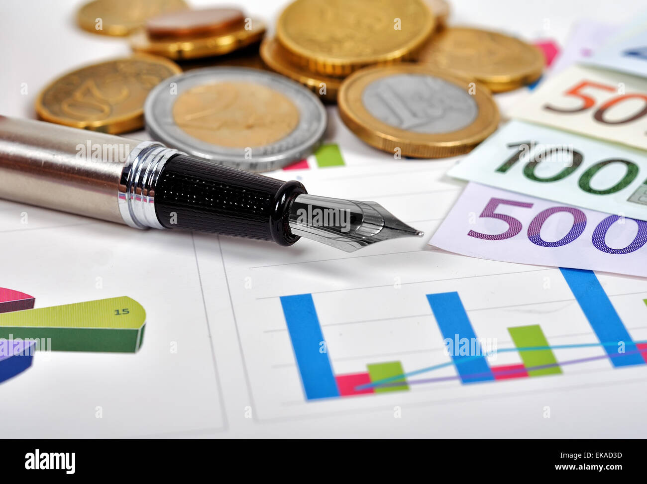 Euro money, chart and ink pen, close up Stock Photo - Alamy