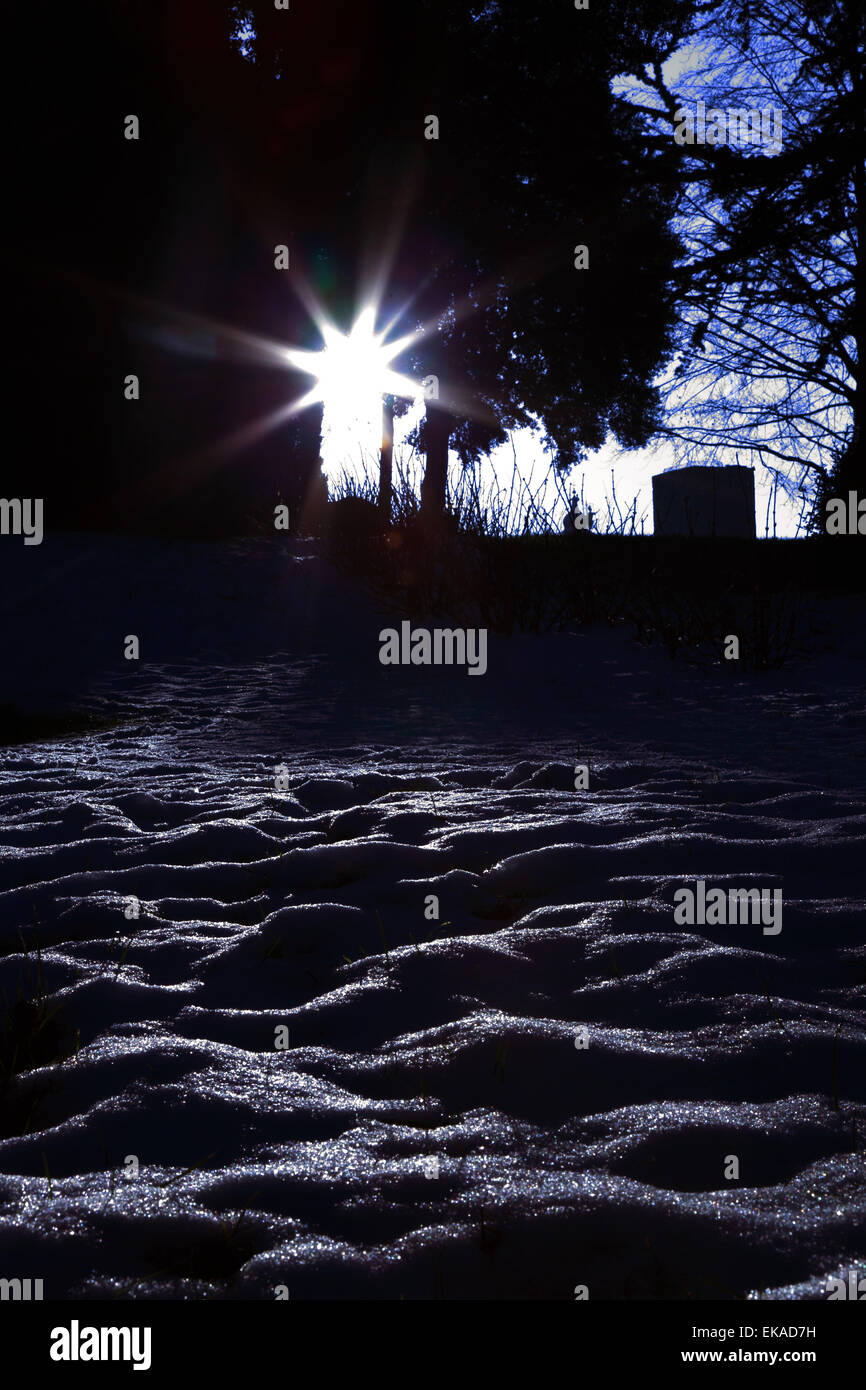 light reflection on the snow Stock Photo - Alamy