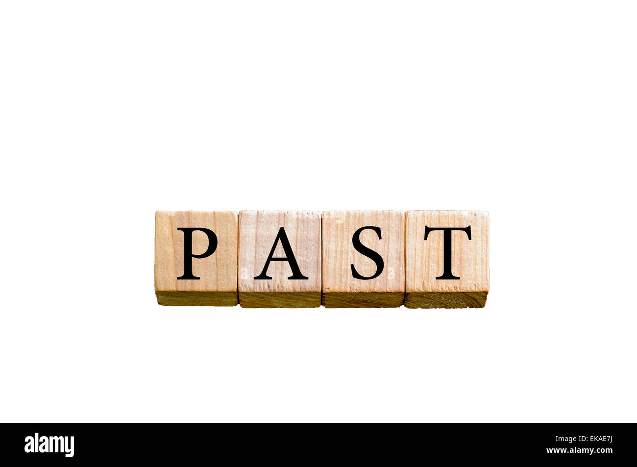 Word PAST. Wooden small cubes with letters isolated on white background ...