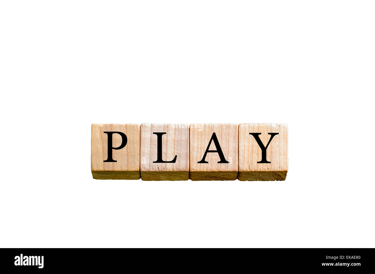 Word PLAY. Wooden small cubes with letters isolated on white background ...