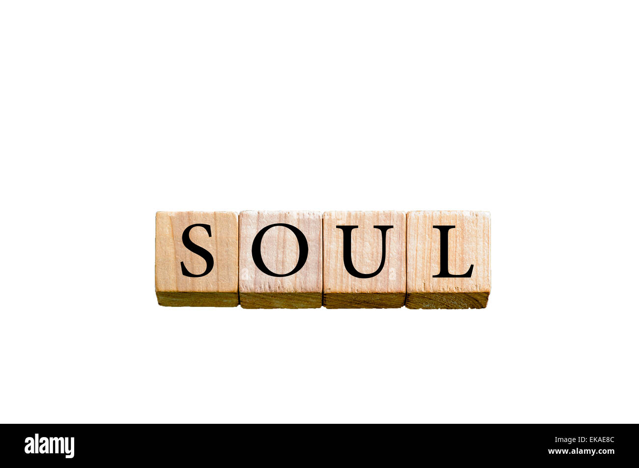 Word SOUL. Wooden small cubes with letters isolated on white background ...