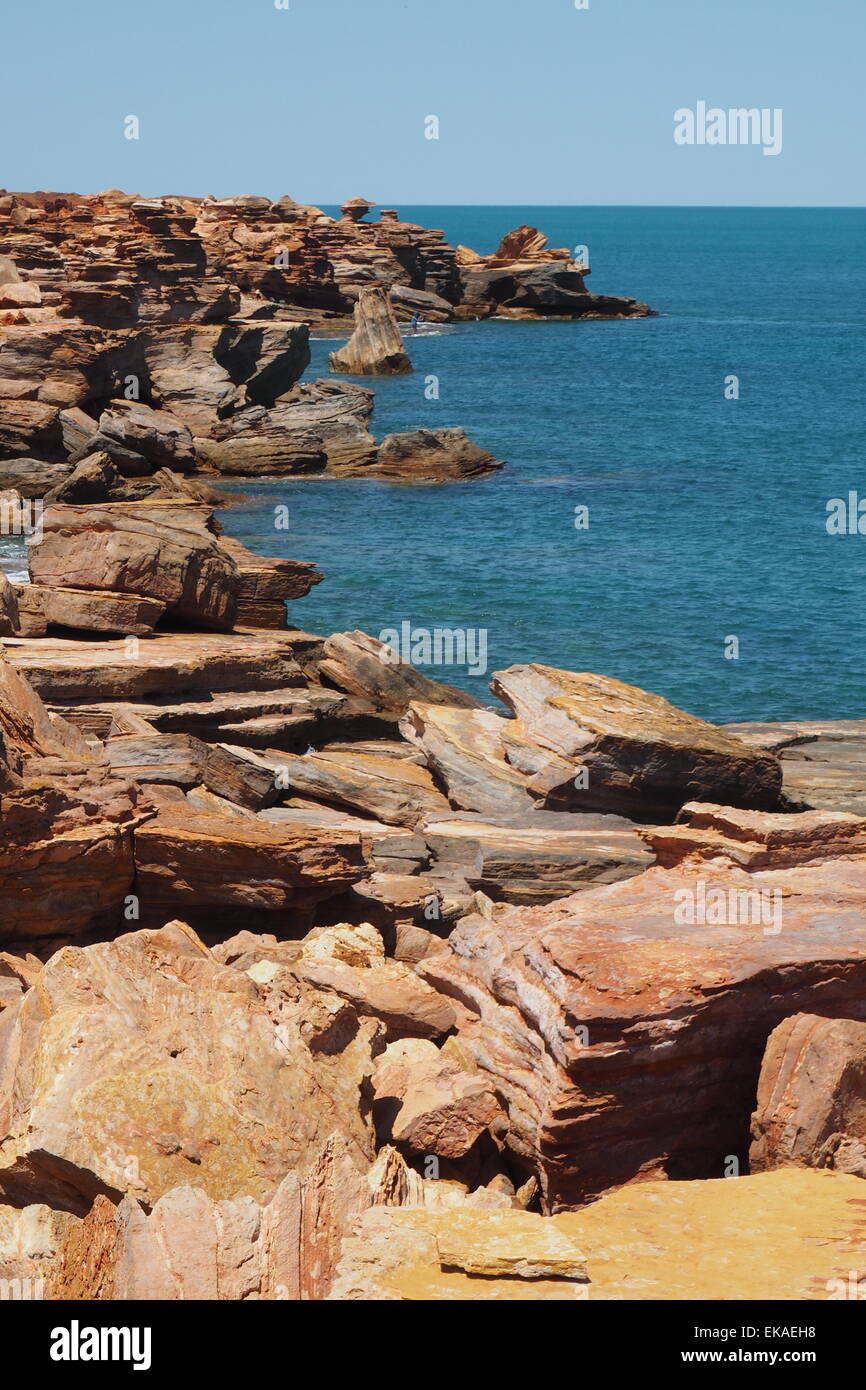 Pindan red rocks at Gantheaume Point Broome, Western Australia Stock ...