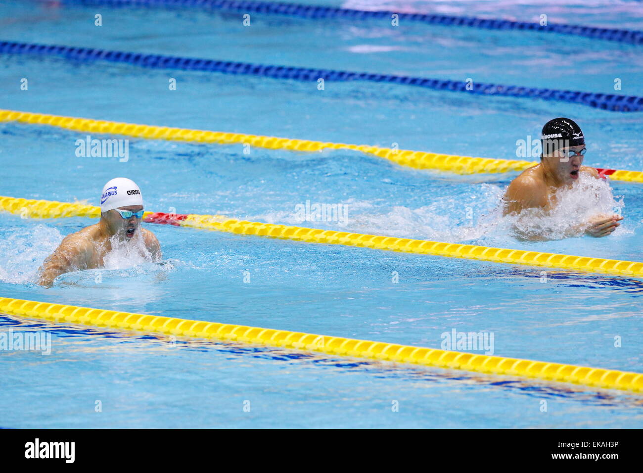 Tokyo, Japan. 8th Apr, 2015. (L-R) Kosuke Kitajima, Yasuhiro Koseki ...