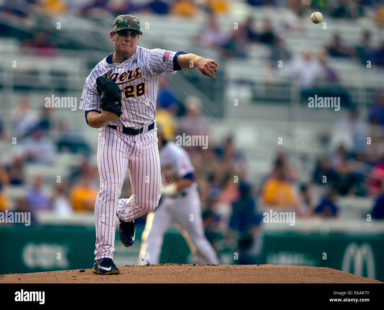 Rouge, LA, USA. 7th Apr, 2015. LSU pitcher Kyle Bouman (28) during the ...
