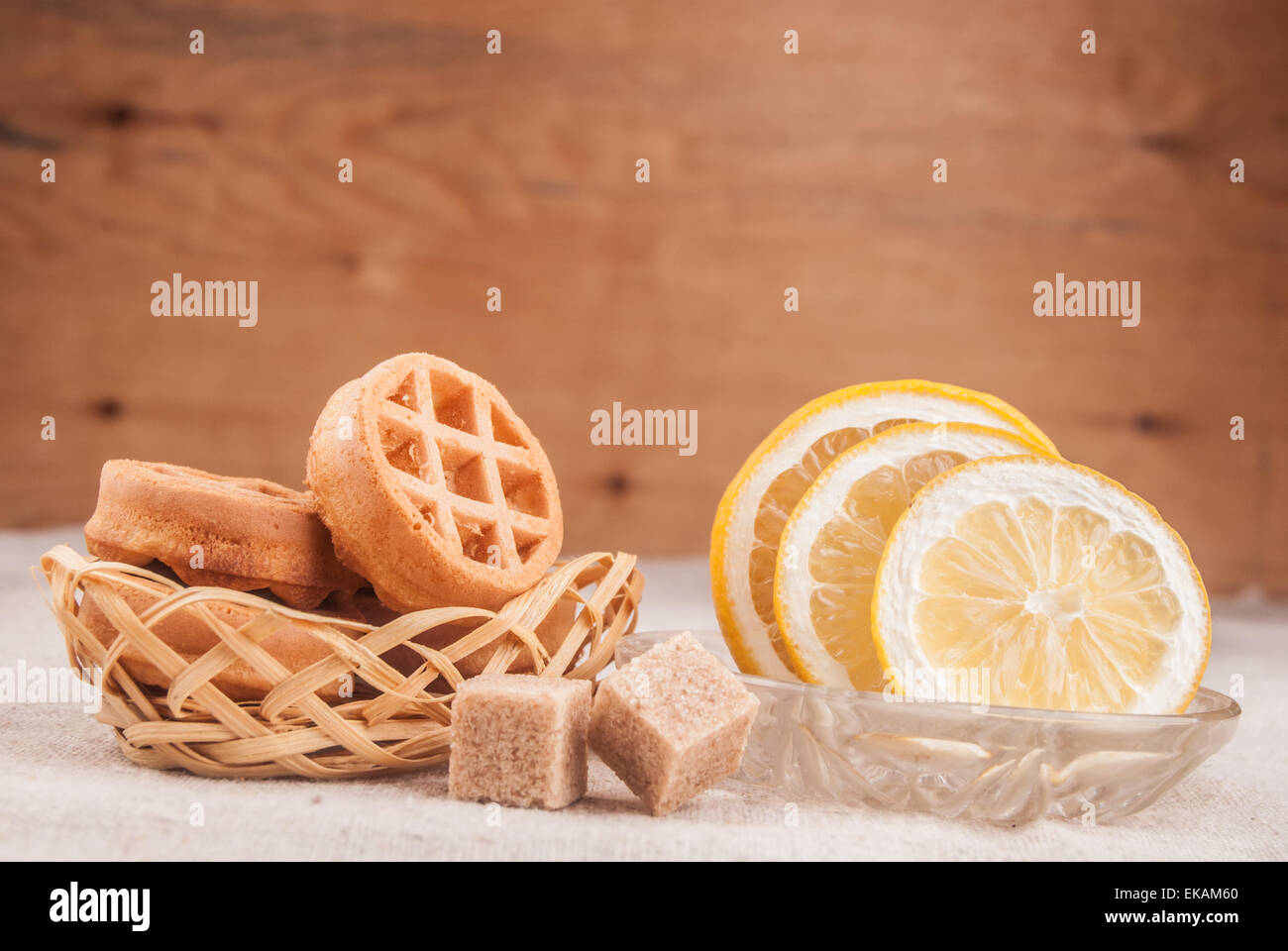 lemon and waffles Stock Photo - Alamy