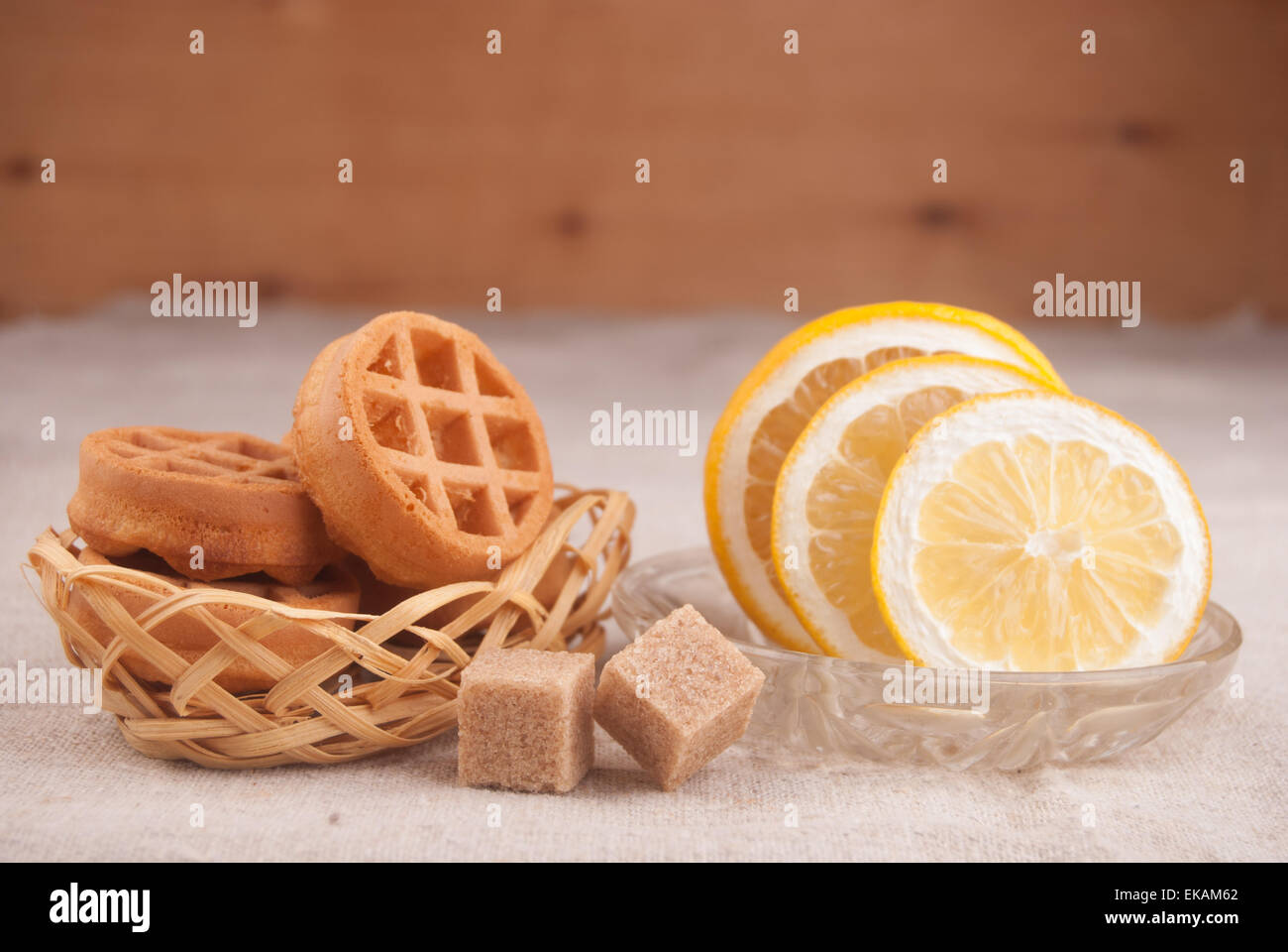 lemon and waffles Stock Photo - Alamy