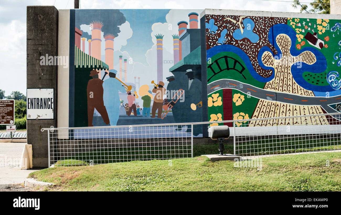 Vicksburg Mississippi, Vicksburg Riverfront murals Stock Photo - Alamy