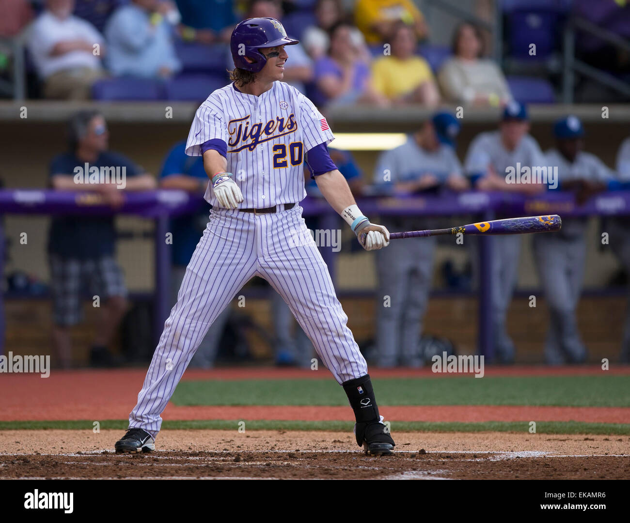 Rouge, LA, USA. 7th Apr, 2015. LSU infielder Conner Hale (20) during ...