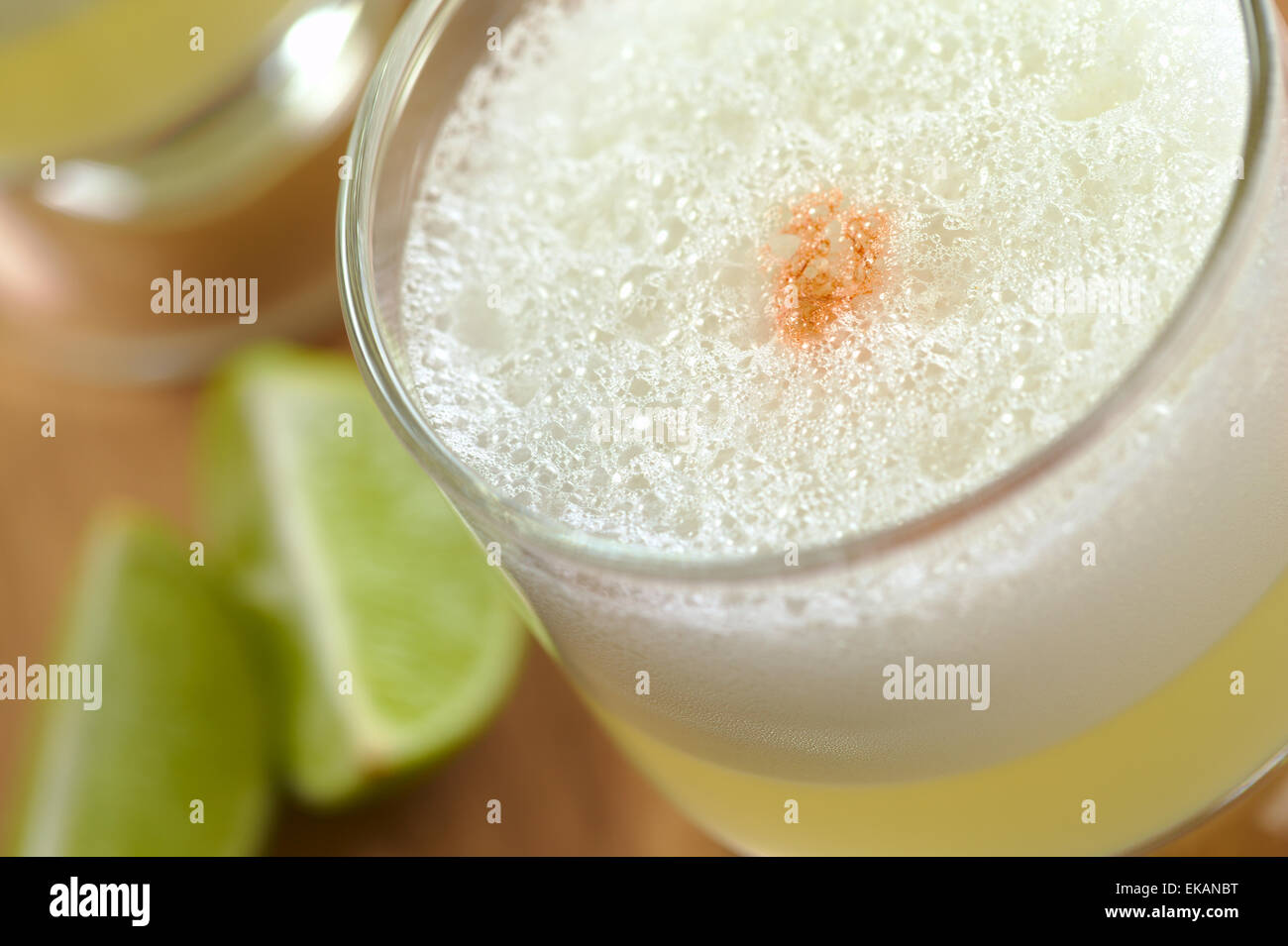 Peruvian cocktail called Pisco Sour made of Pisco (Peruvian grape ...