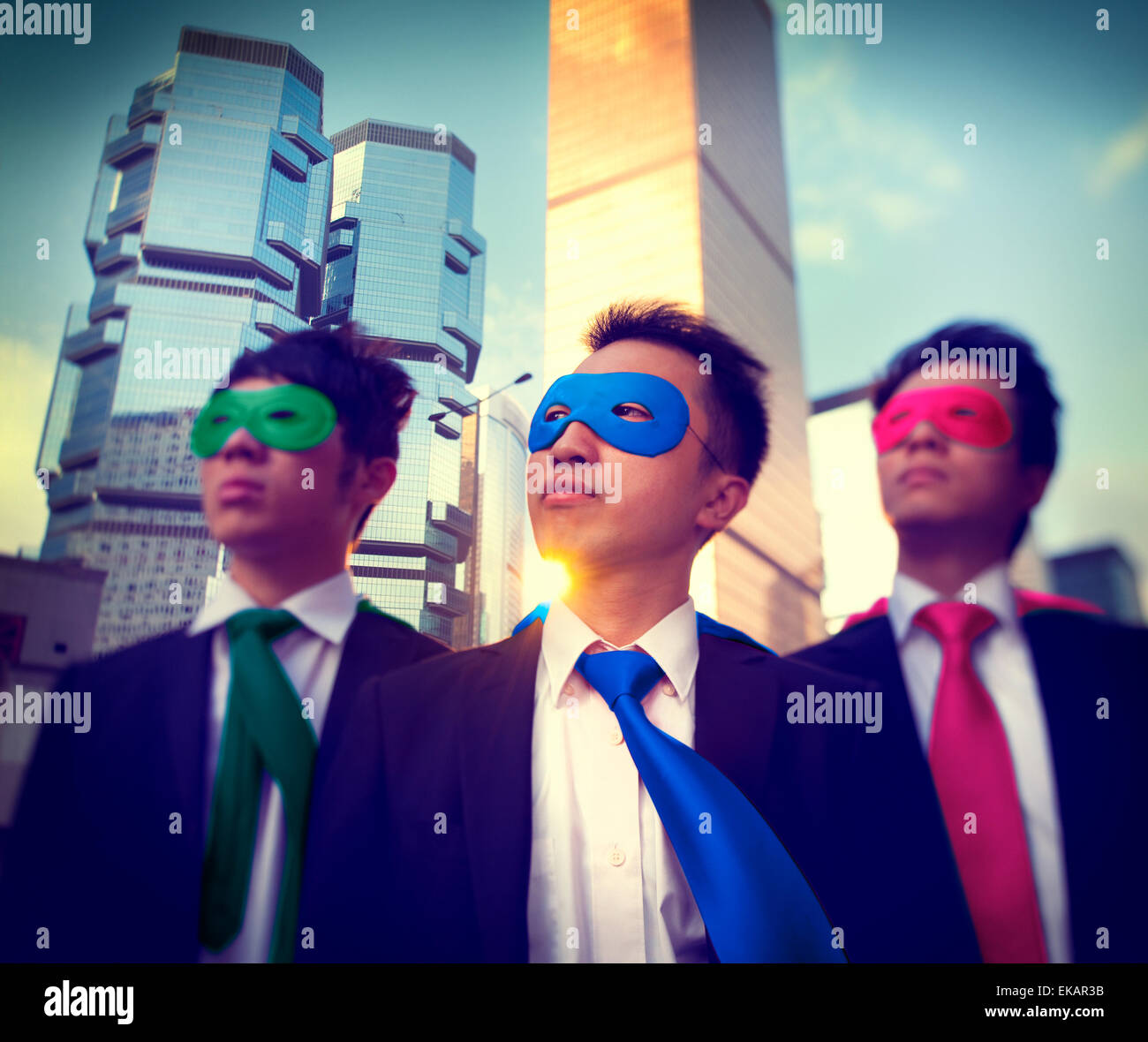 Businessmen Corporate Superhero City Concept Stock Photo - Alamy