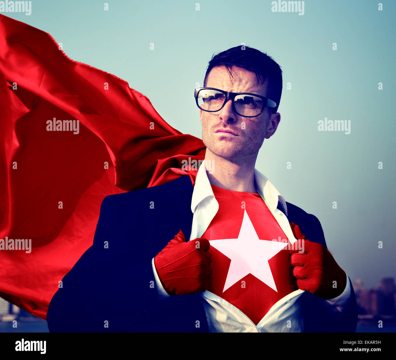 Strong Superhero Businessman Star Concepts Stock Photo - Alamy