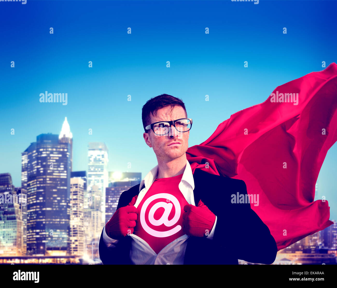 At sign Strong Superhero Success Professional Empowerment Stock Concept ...