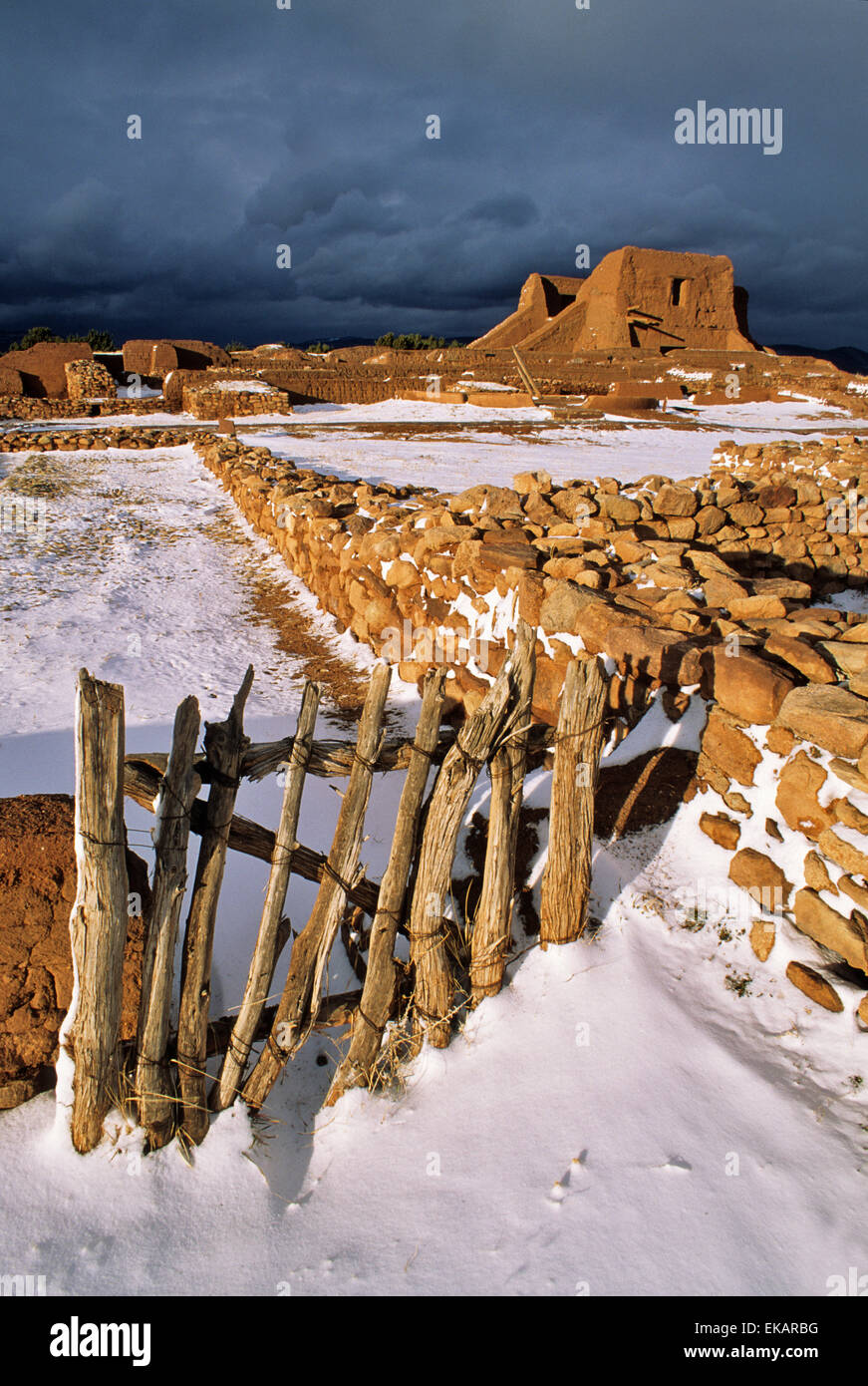The adobe ruins of Pecos National Monument near the village of Pecos ...
