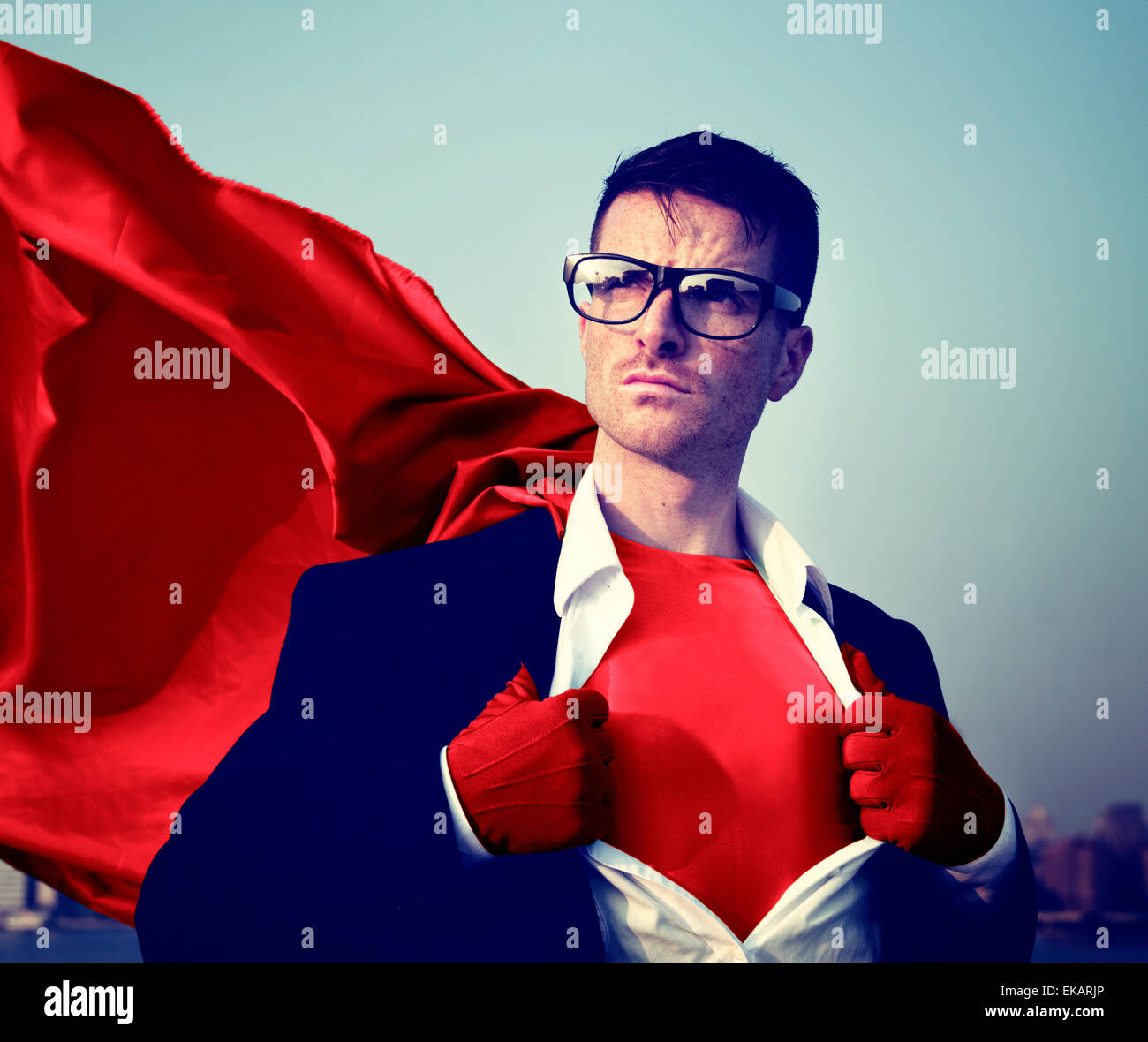 Strong superhero businessman transforming concepts hi-res stock ...