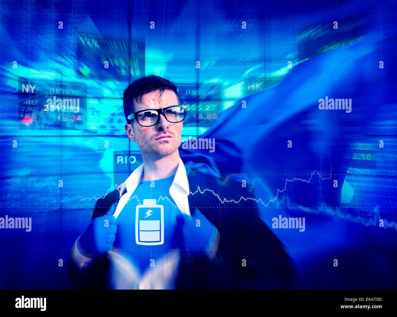 Battery Strong Superhero Success Professional Empowerment Stock Concept ...