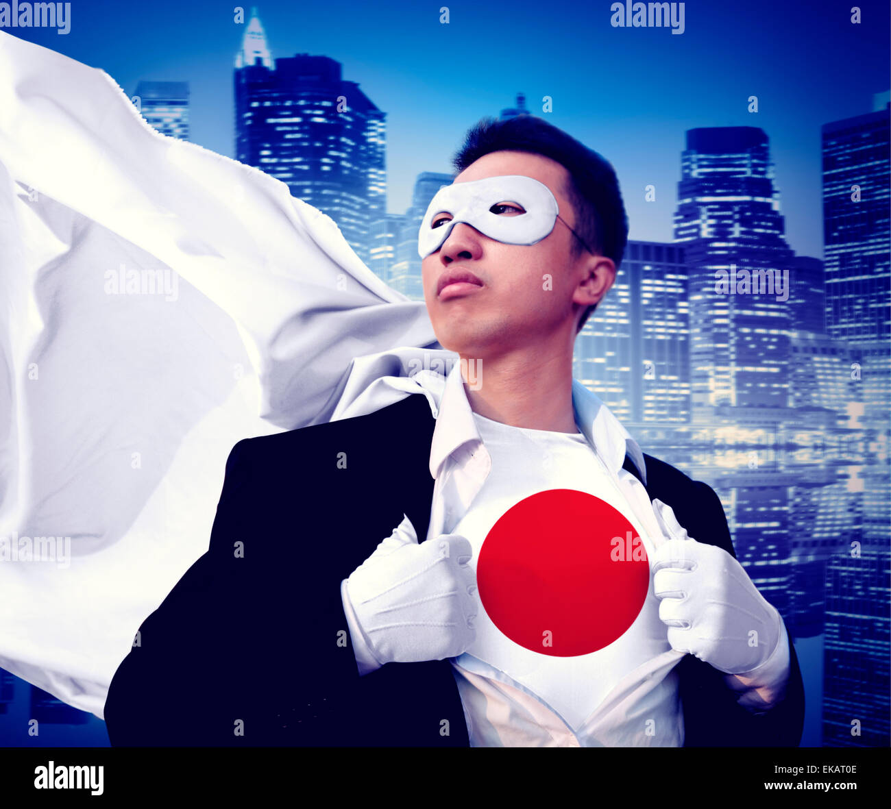 Superhero Businessman Japanese Cityscape Concept Stock Photo - Alamy