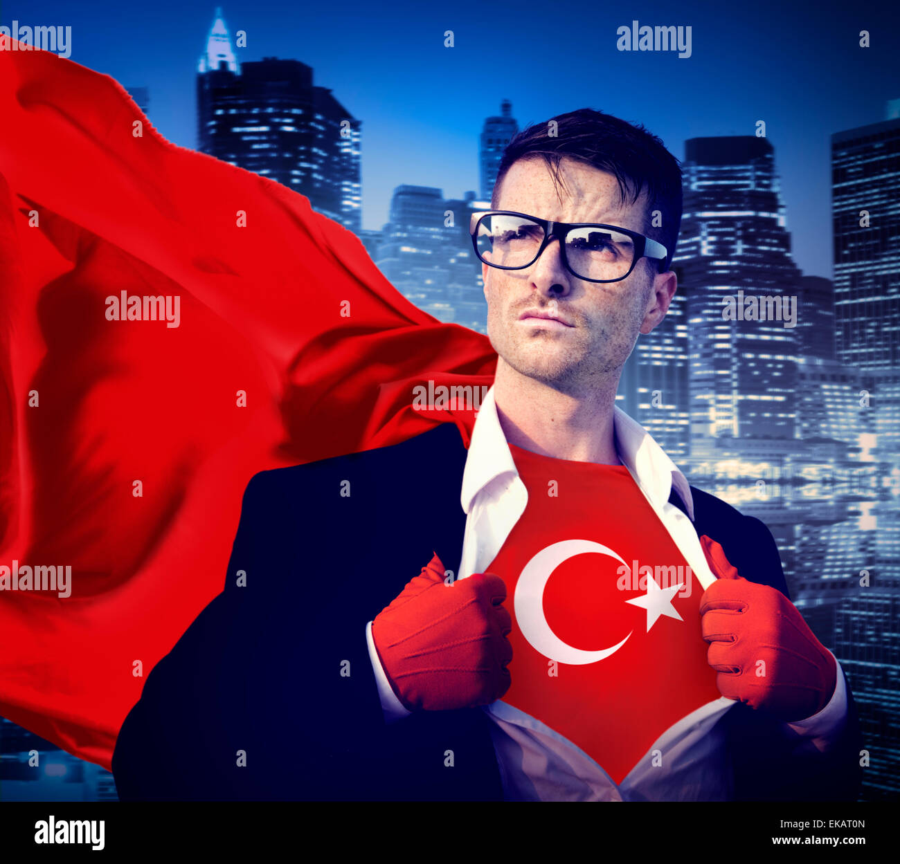 Businessman Superhero Country Turkey Flag Culture Power Concept Stock ...