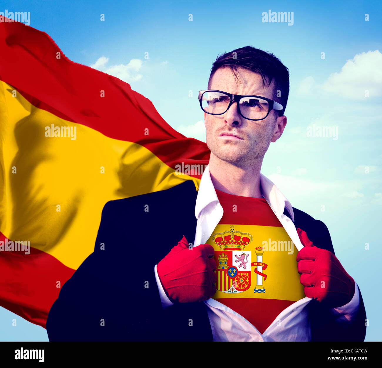 Businessman Superhero Country Spain Flag Culture Power Concept Stock ...