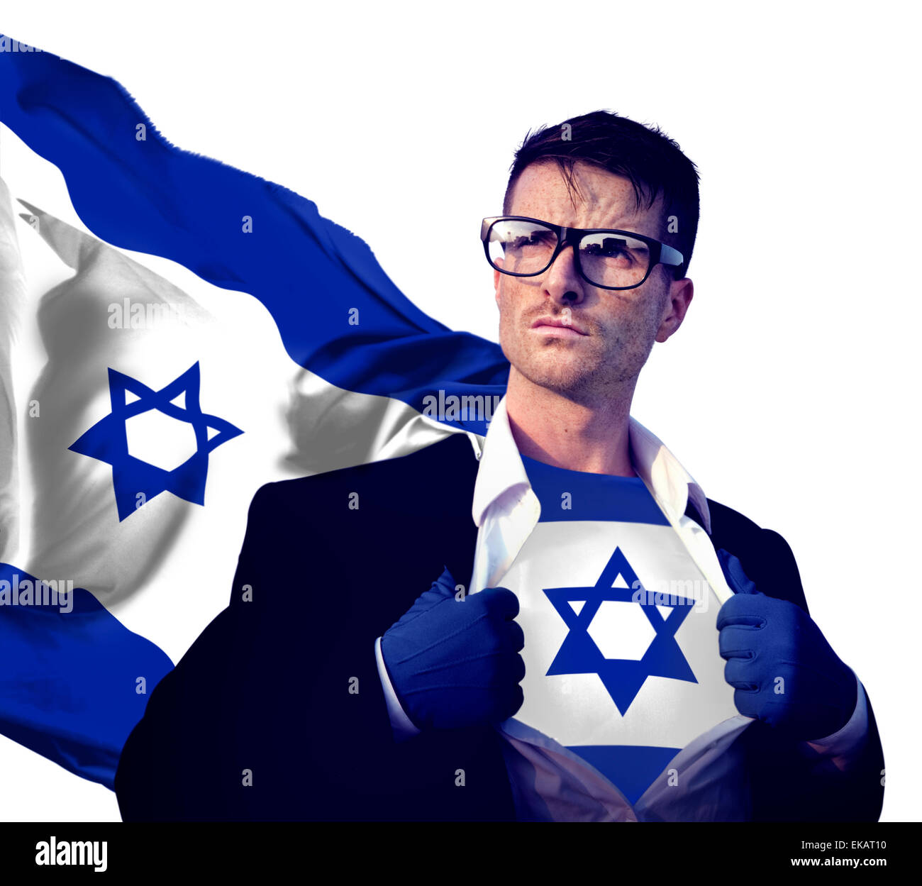 Superhero Businessman Israeli Isolated Concept Stock Photo - Alamy