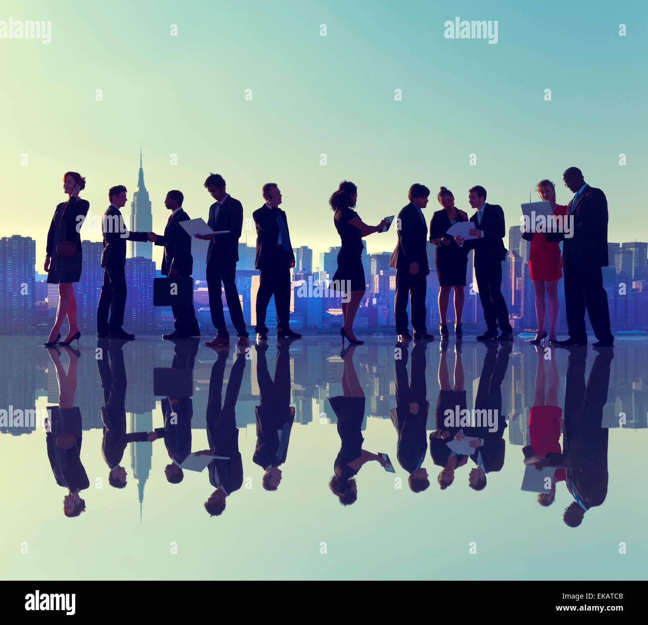 Business People New York Outdoor Meeting Silhouette Concept Stock Photo ...