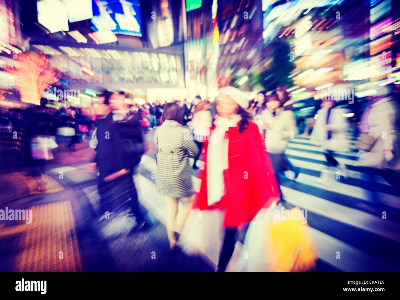 Large Crowd Walking in a City Stock Photo - Alamy