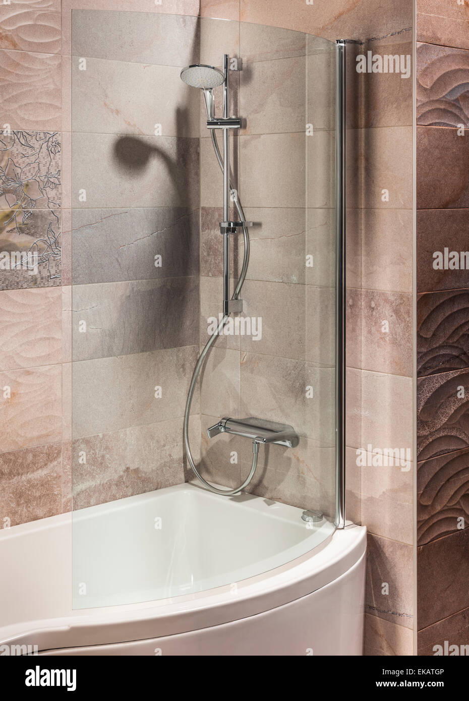 detail of a modern bathroom with bath and shower Stock Photo - Alamy