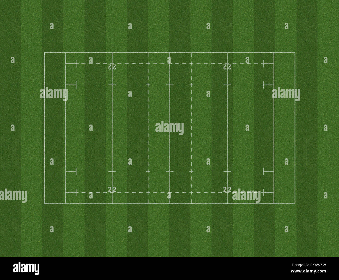 A rugby pitch marked in white on green grass Stock Photo - Alamy