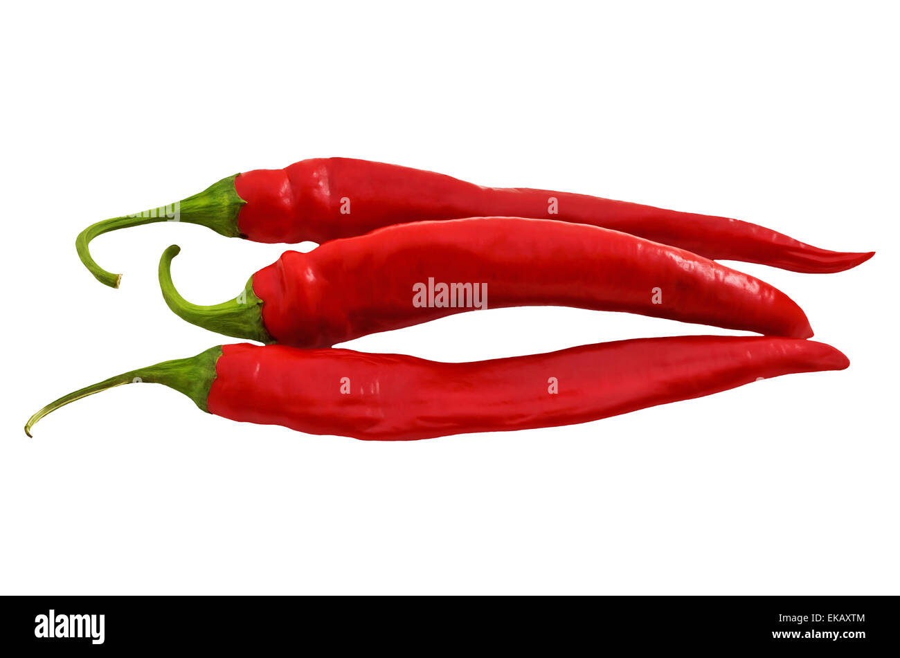 Three red chili peppers isolated on white Stock Photo - Alamy