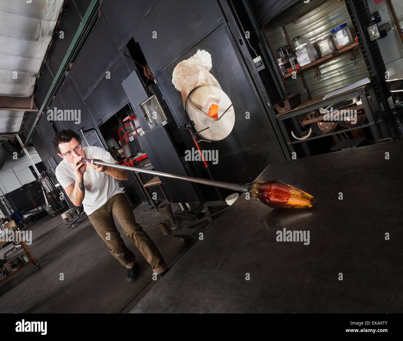Man Creating Glass Art Stock Photo - Alamy