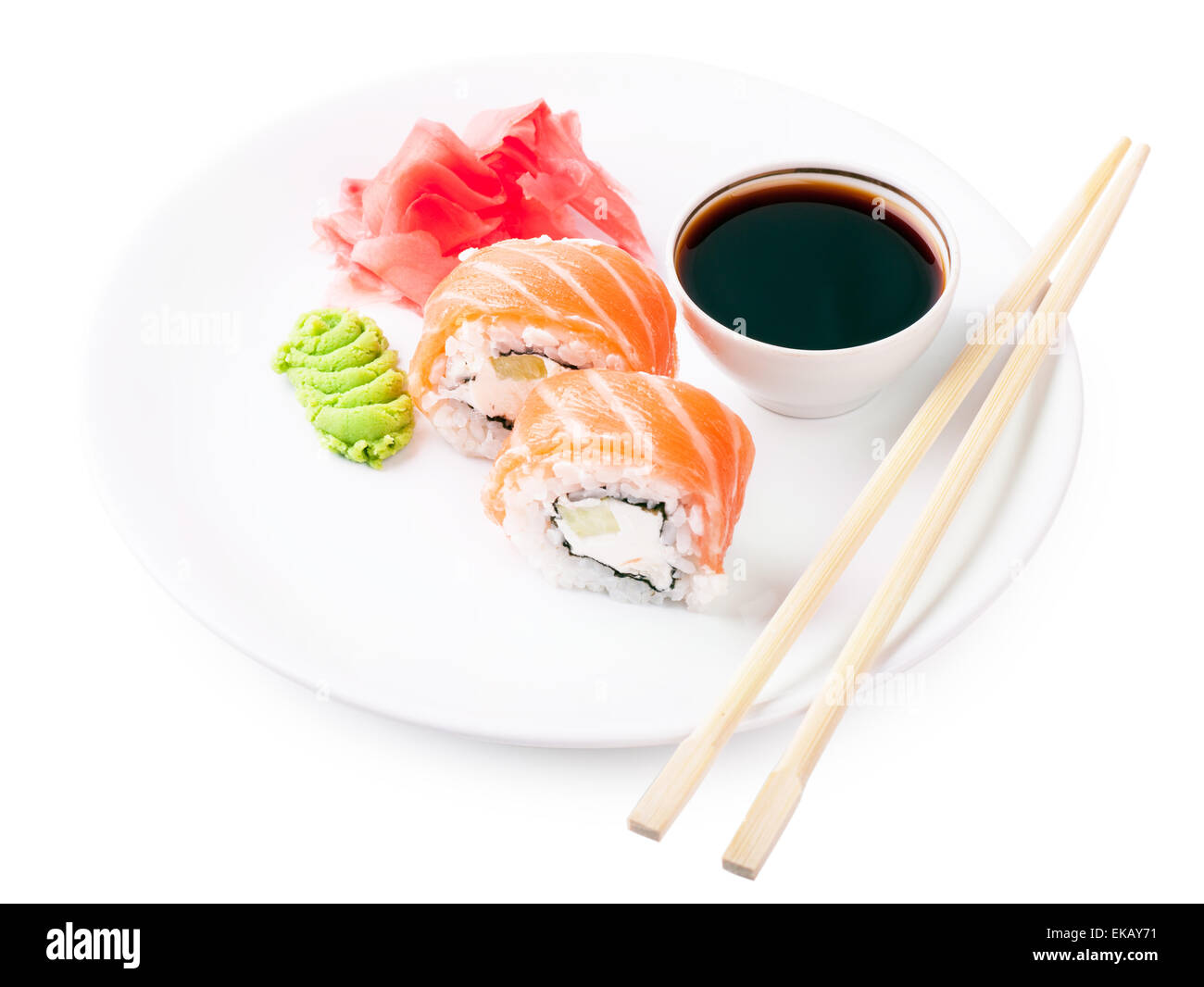 Sushi set soy sauce Cut Out Stock Images & Pictures - Alamy