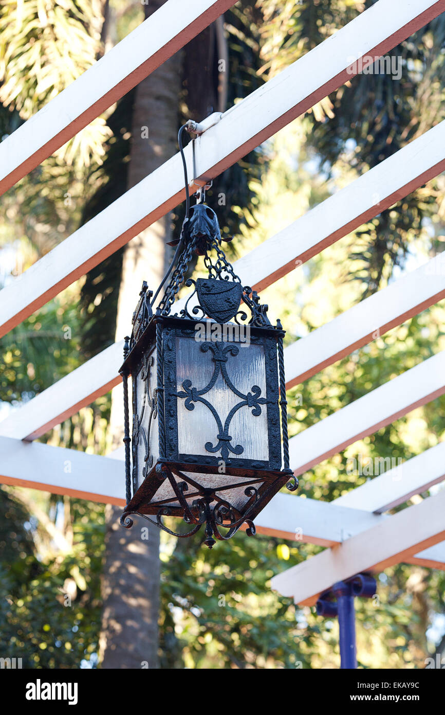decorative lantern hanging in the arbor Stock Photo - Alamy