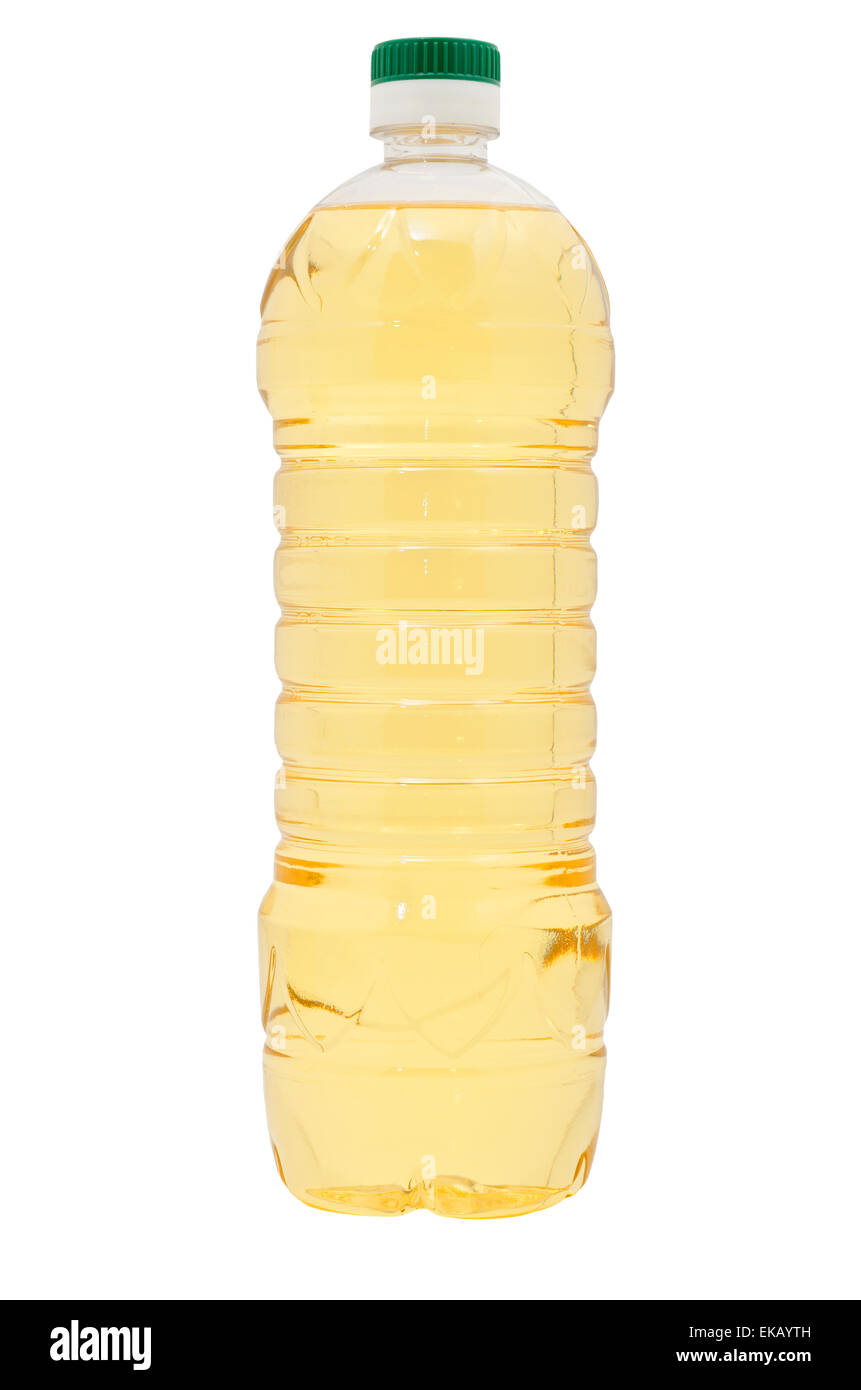 Vegetable oil in plastic bottle. Isolated on white background Stock ...