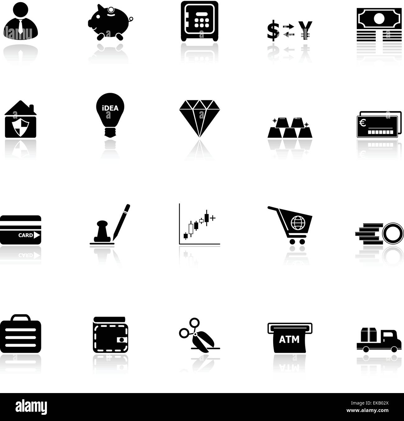 Money icons with reflect on white background, stock vector Stock Vector ...