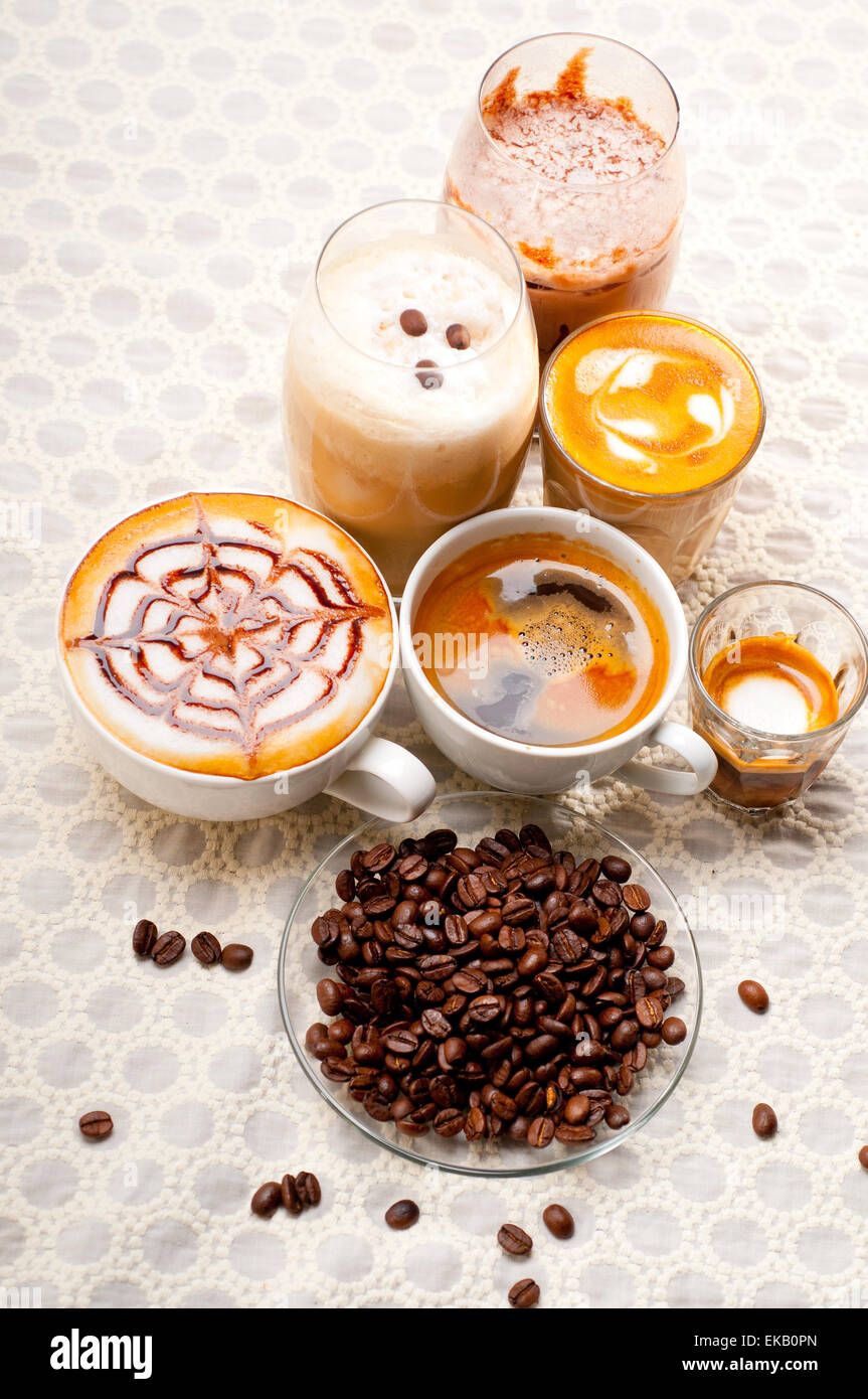 selection of different coffee type Stock Photo - Alamy