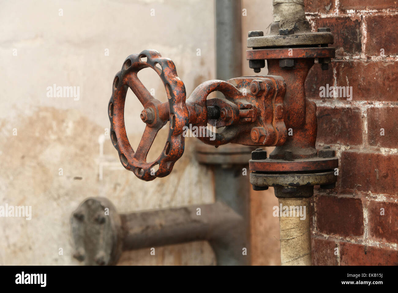 Old pipes valve connection - isolated Stock Photo - Alamy